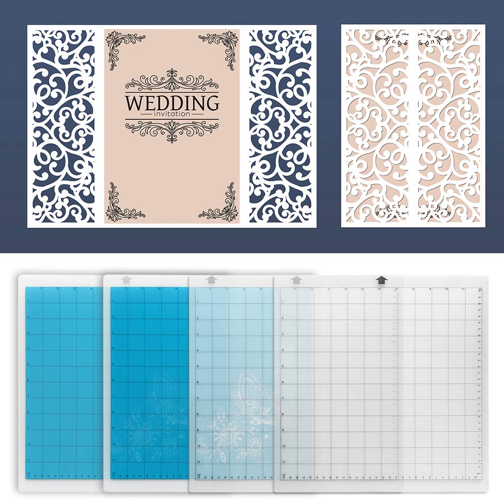 WIWAPLEX Cutting Mat for Silhouette Cameo, Standardgrip 12x12Inch, 4 Pack, Adhesive & Sticky Non-Slip Flexible Gridded Cut Mats, Replacement Vinyl Cutting Mat for Craft