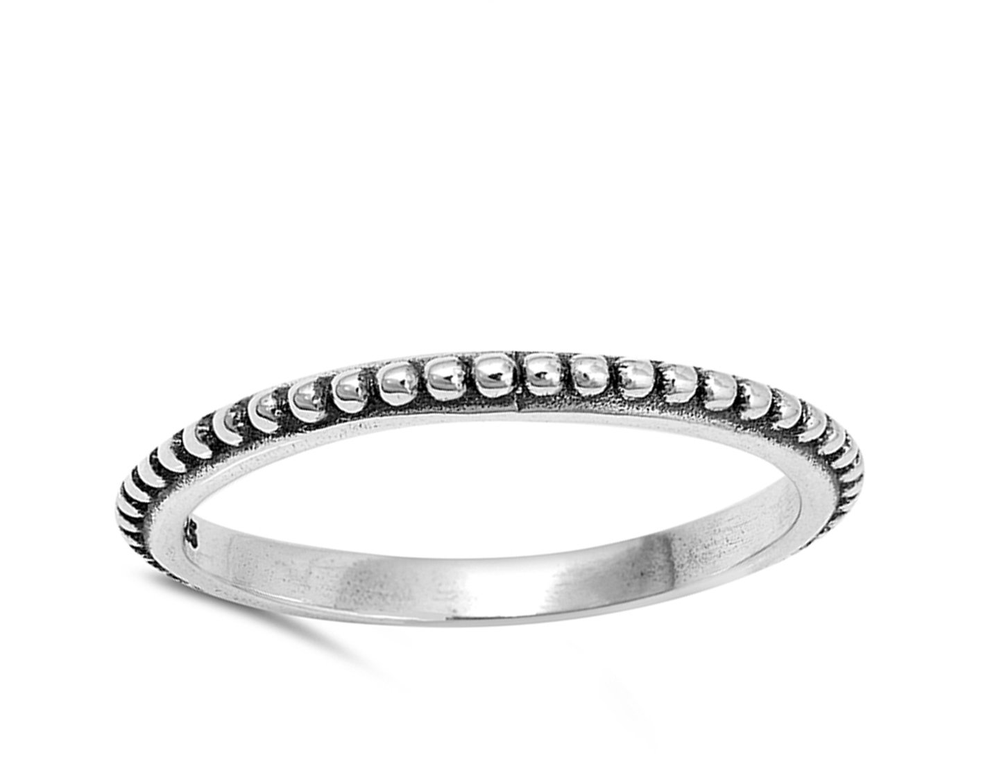 Thin Beaded Bali Stackable Ring New .925 Sterling Silver Vintage Band Size 5