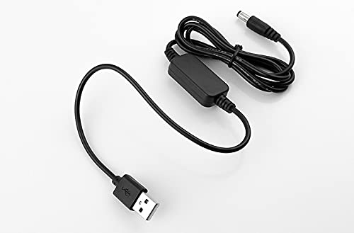Vrllinking Step Up Converter Cable, DC 5V to 12V USB Voltage Step Up Converter Power Cable for Router/Smart Camera/Desk Lamp/Speakers/Blue Tooth Headset/DVD Player/TV Monitor/Old Phone (Black 5.25Ft)