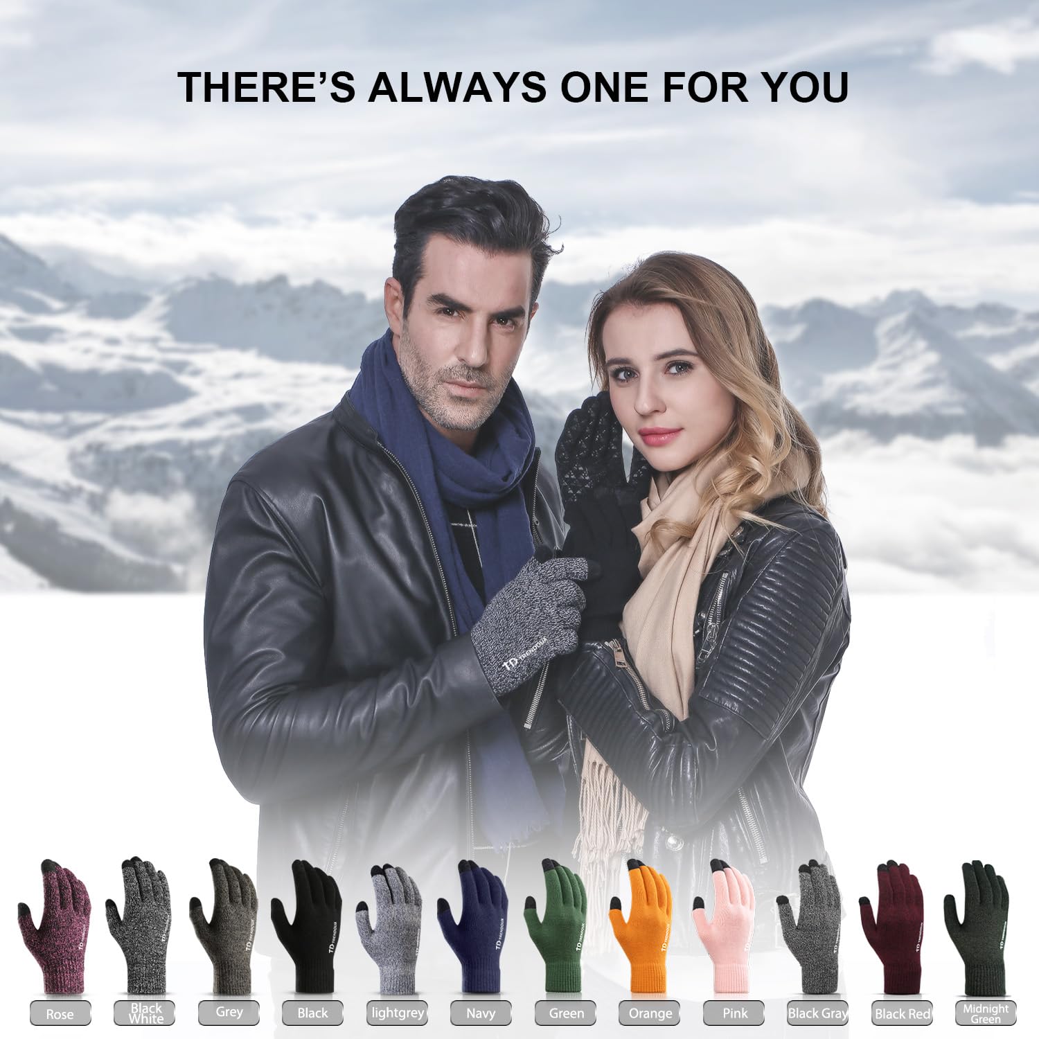 TRENDOUX Winter Gloves, Knit Warm Texting Touch Screen Gloves for Men Women - Anti-Slip - Elastic Cuff - Thermal Soft Lining - Hands Warm in Cold Weather - Light Gray - M