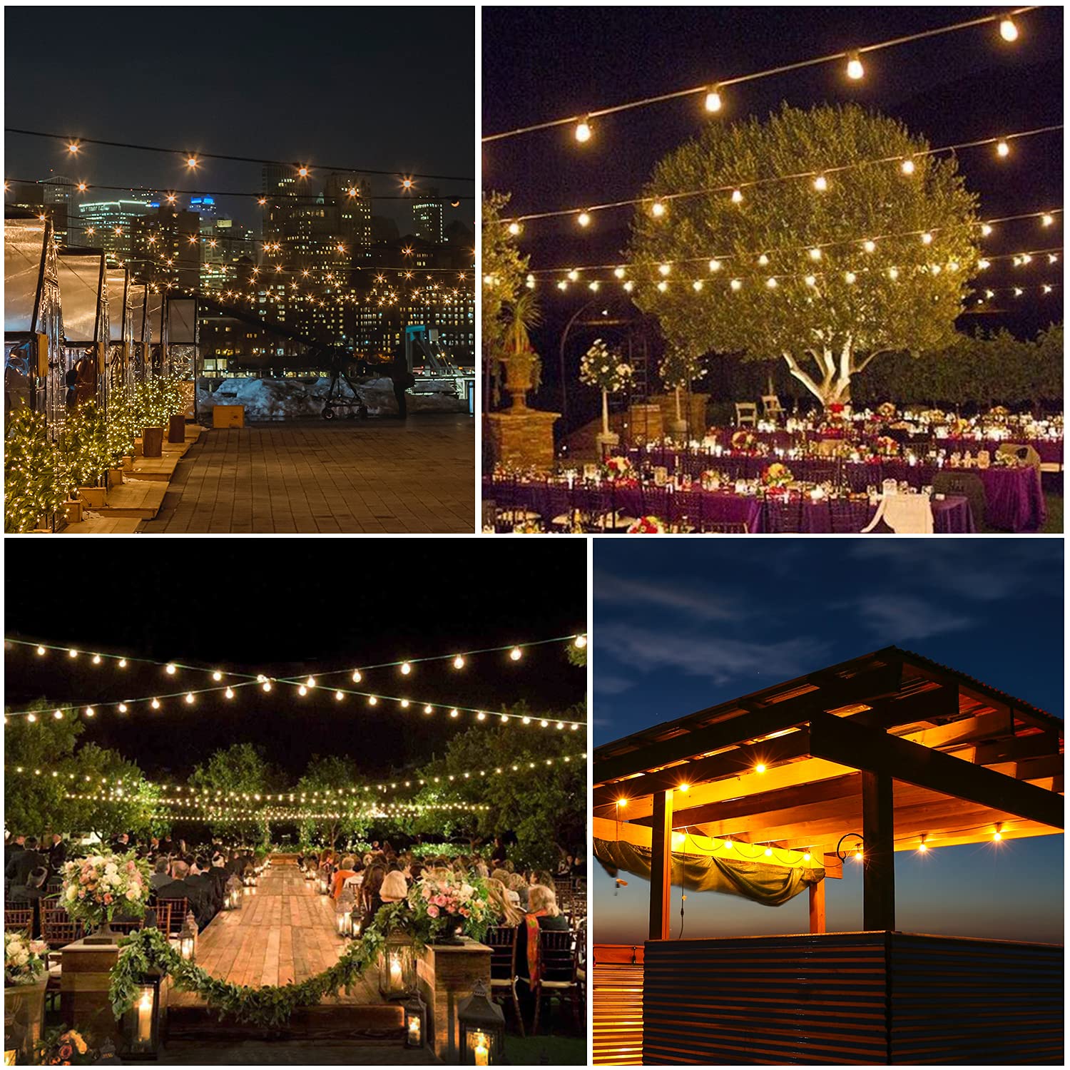 Yuusei LED String Lights Outdoor, 25Ft Dimmable Globe Patio Lights with 12+1 (Spare) 1W G40 PC Shatterproof Bulbs, Waterproof Connectable Light String for Backyard Porch Cafe, 2700K Warm White