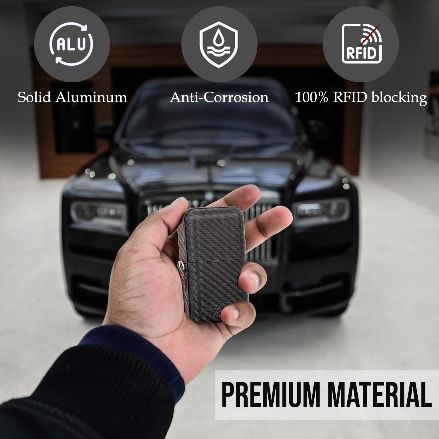 VONETTI Alpha Shield CARBONE - Premium RFID Signal Blocker Box - Smart Car Key Faraday Signal Protector, Keyless Go RFID Blocking Case, Crypto Wallet Safe Box, Signal Blocker Faraday Tin (Black)