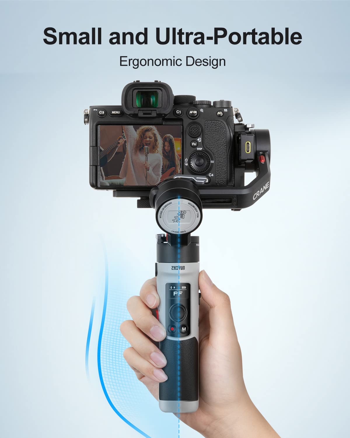 ZHIYUN Crane M2S Combo - Camera Gimbal Stabilizer for Mirrorless Camera, Action Camera, Smartphone, 1.2 lbs Lightweight Professional Video Stabilizer Compatible with Sony Canon Nikon Panasonic