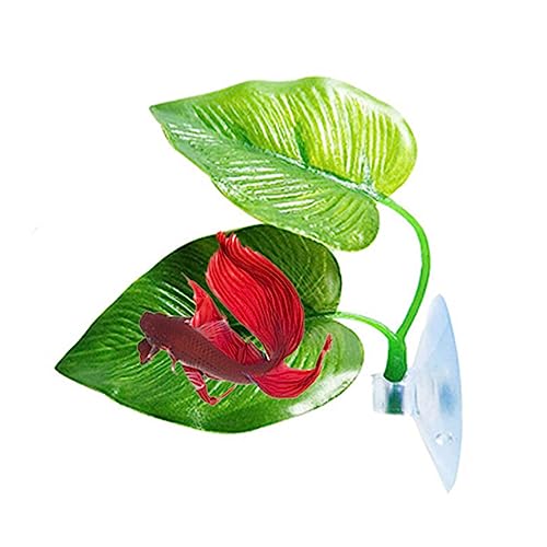 WE-POLUJ 1 Pack Betta Fish Leaf Pad Plastic Leaves Rest Area for Fish Tank Simulating Natural Habitat Improves Betta Health, Beta Tank Decorations