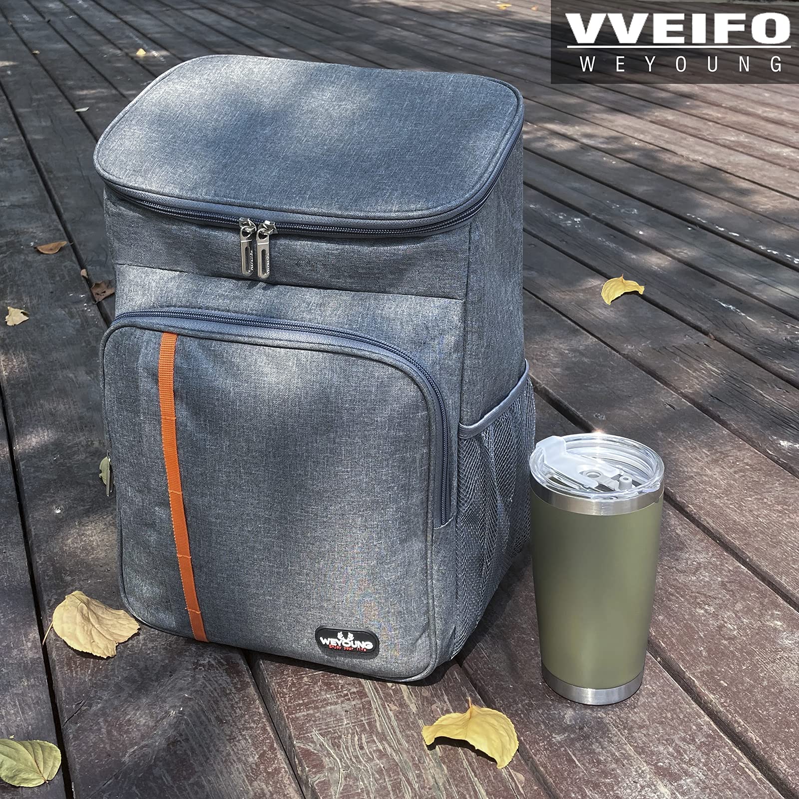 VVEIFO Cooler Backpack 25 Cans,Lunch Backpack,Leakproof Soft Cooler Bag to Beach Camping Hiking Picnic Work Lunch Travel for Men Women(Grey)