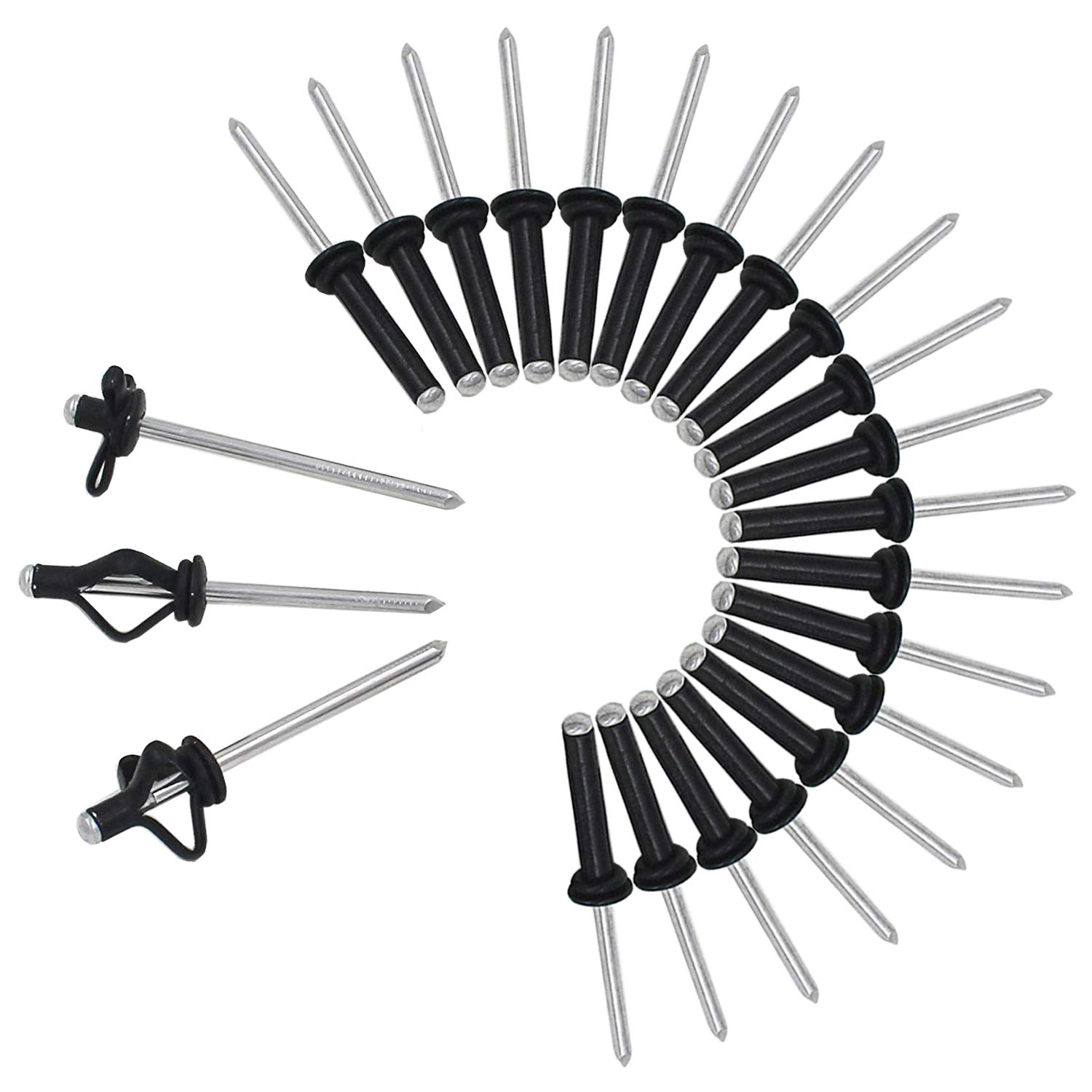 YYST 20 3/16" Deep Water Long Grip Tri-Grip Tri-Fold Tri Bulb Mounting Rivet - All Aluminum for installing Kayak, Canoe and Boat Accessories