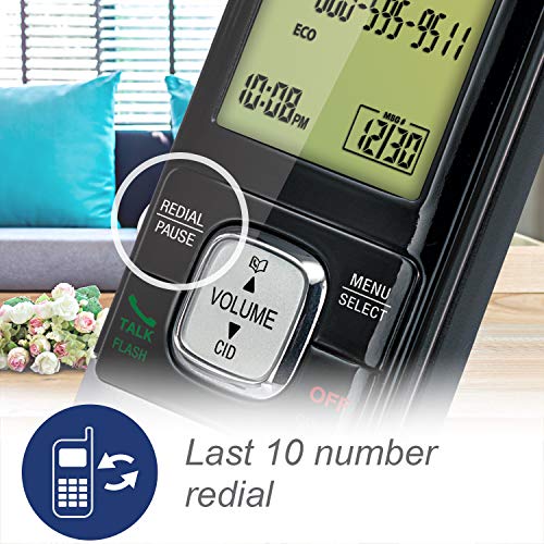 VTech CS6829 DECT6.0 Cordless Phone for Home with Answering System, Caller ID/Call Waiting, Backlit Keypad and Display,Expandable to 5 HS,Silver and Black,1 Cordless Handset