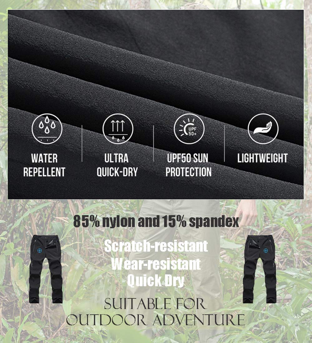 Women's Quick Dry Hiking Pants Sun Protection Mountain Trousers Lightweight Climbing Pants Darkgrey M