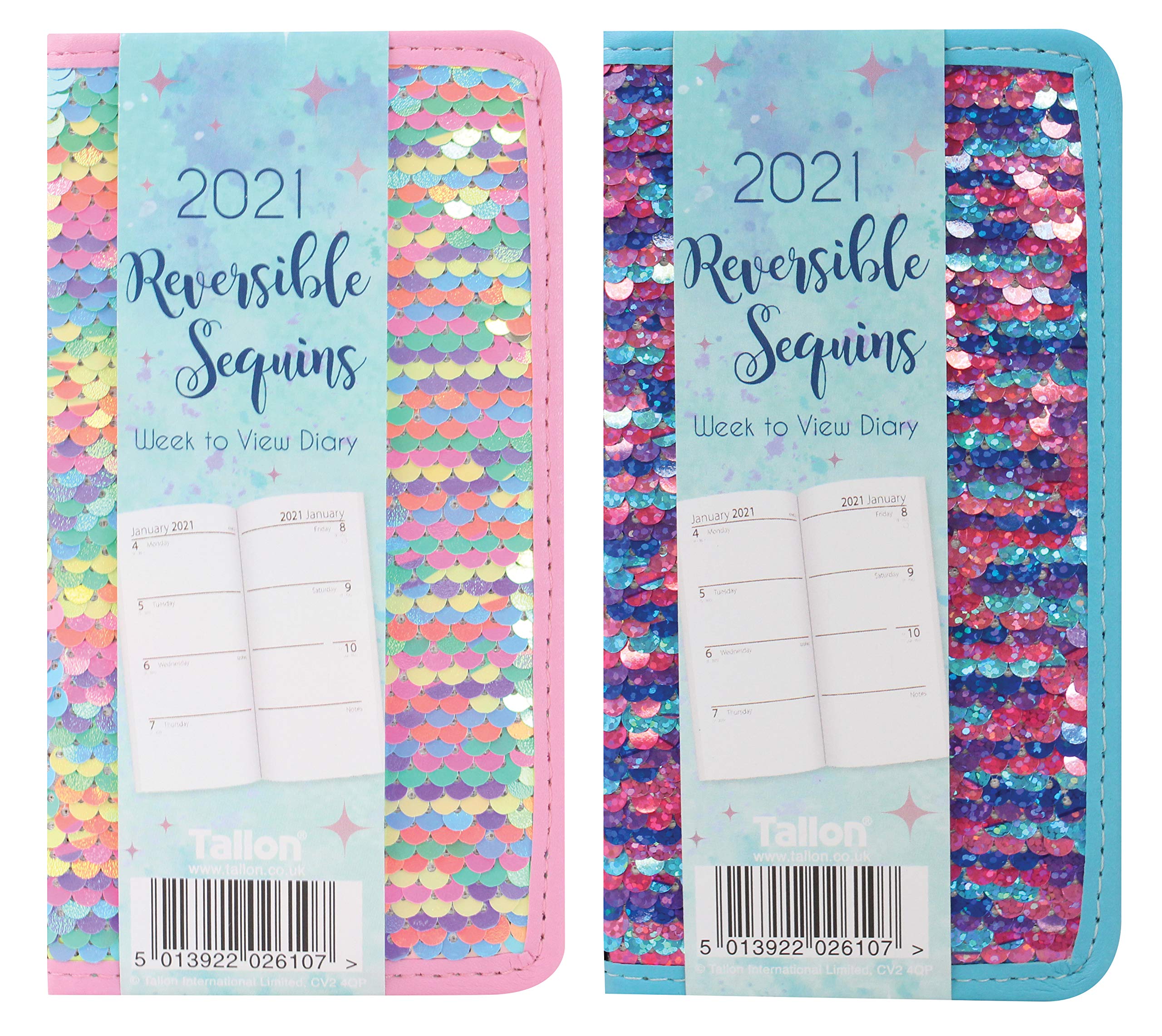 Week to View Slim Diary with mermaid Sequins