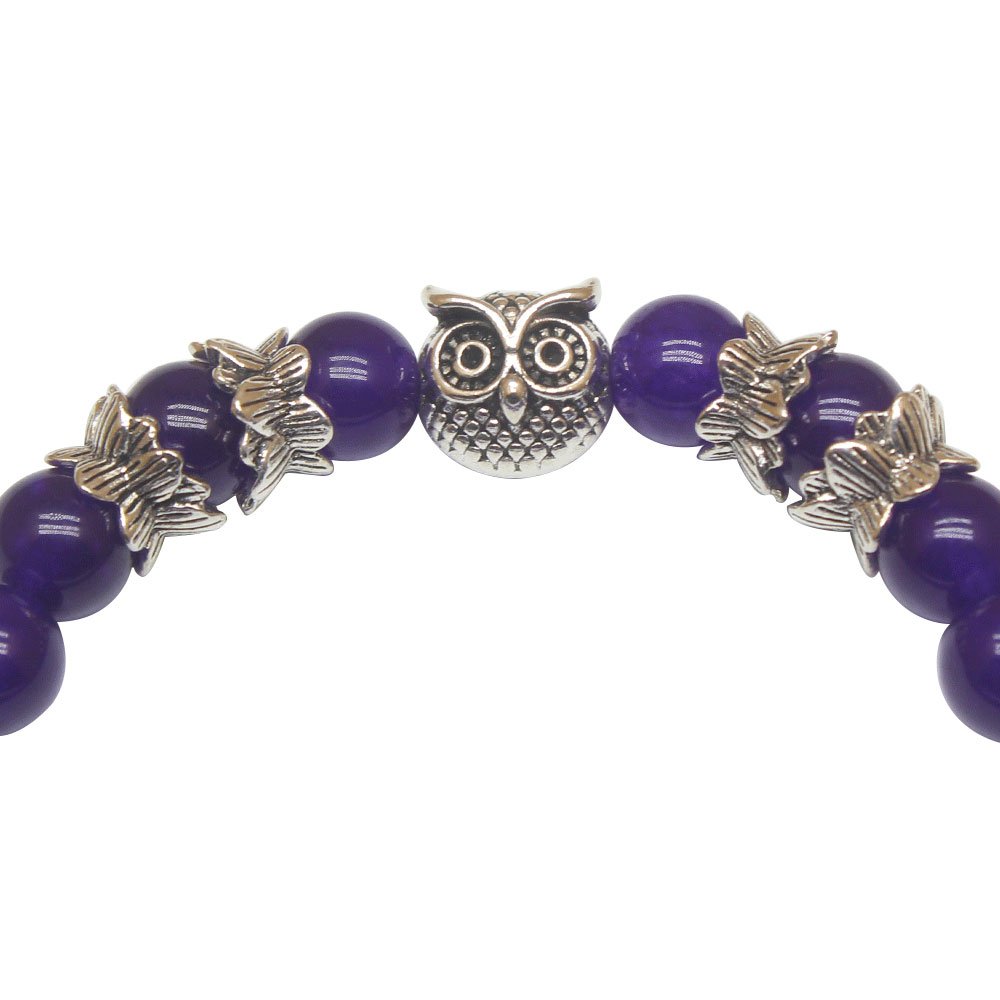 Weelovee Women Mens Nature Stone Bracelet 8MM Energy Beads Purple