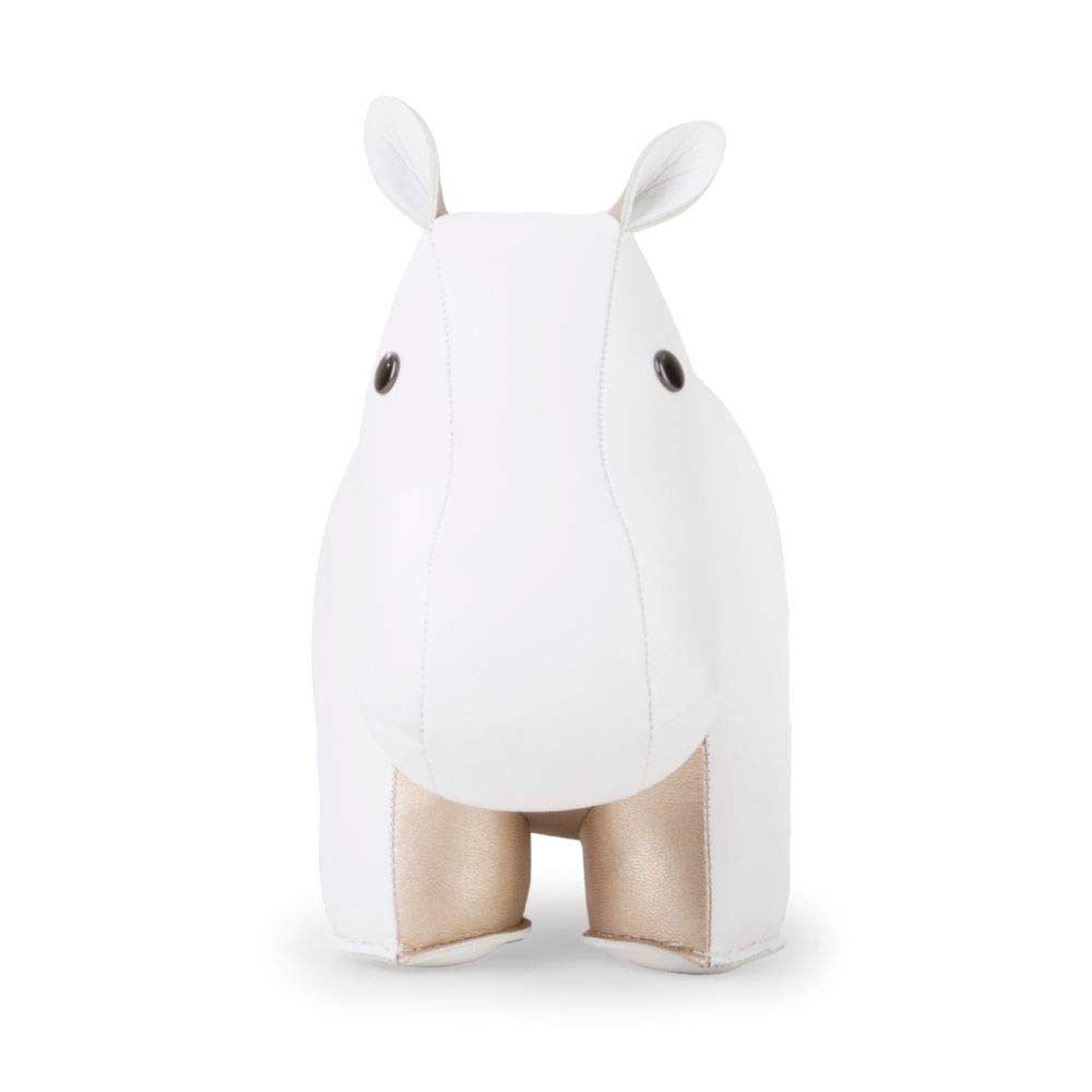 zü​ny, zuny, Classic Series Bookend White for Shelves, Office Decorative- Red Pom Pom Hippo