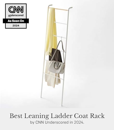 Yamazaki Home Leaning Ladder Rack, Space Saving Steel One Size White