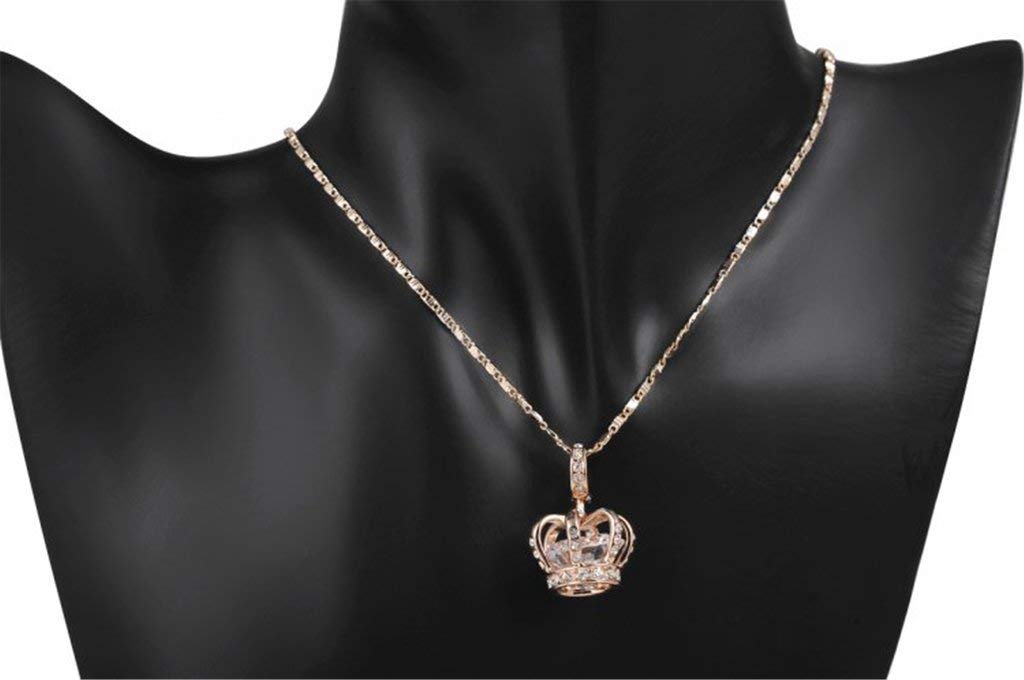 TIDOO Crown Jewelry Womens Queen and Pendant Necklace 3 Lays Rose Gold/Platinum Plated With Austrain Crystals