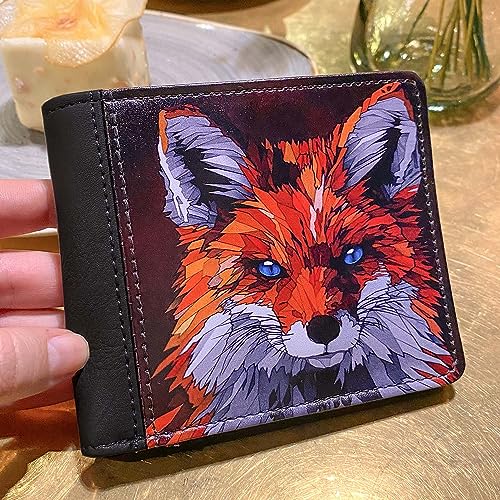 ZIZ Wallet made of Leather with Personalized print Card and Money Holder Gift Idea Unisex Accessory (Fox)