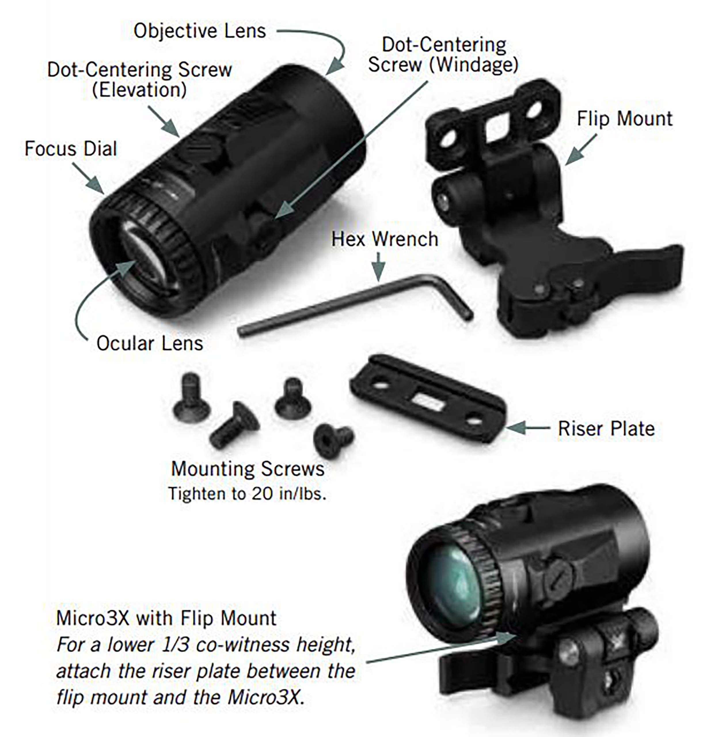 Vortex Optics Micro 3x Red Dot Sight Magnifier with Quick-Release Mount
