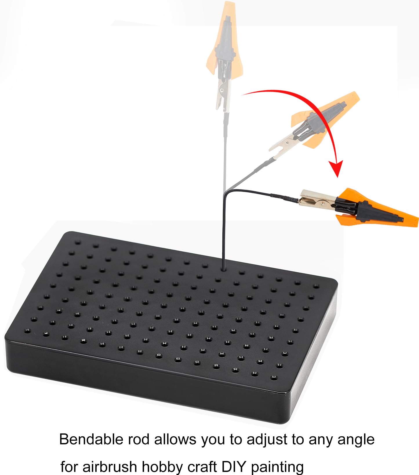 Yocoolfun Model Painting Stand Base Holder and 10PCS Bendable Alligator Clip Sticks Set with Lager Clips,Miniature Model Holder for Painting, Airbrush Hobby Tools Accessories Holder Stand