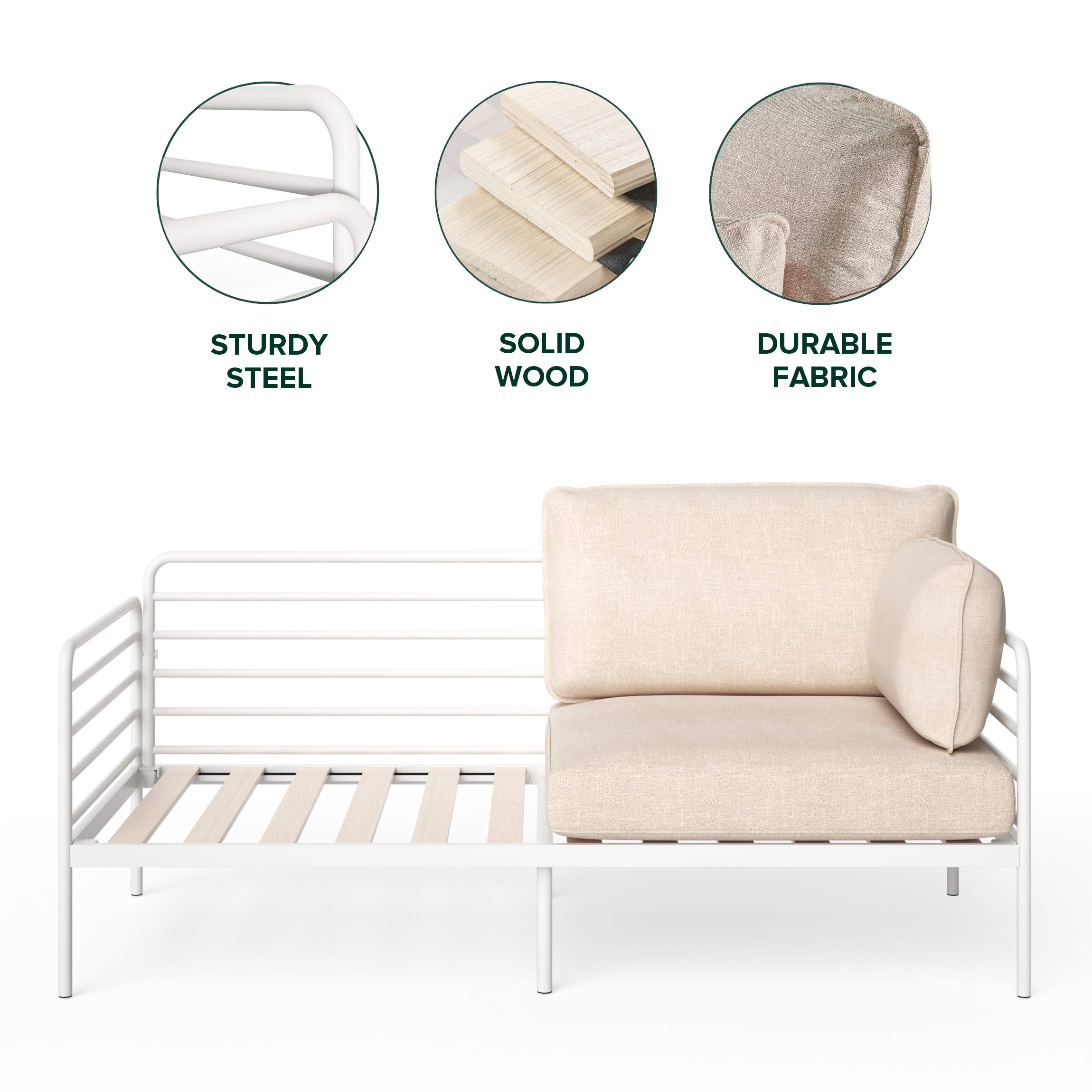 ZINUS Amanda Navy Metal Sofa / Steel Framework with Upholstered Cushions / Easy Assembly
