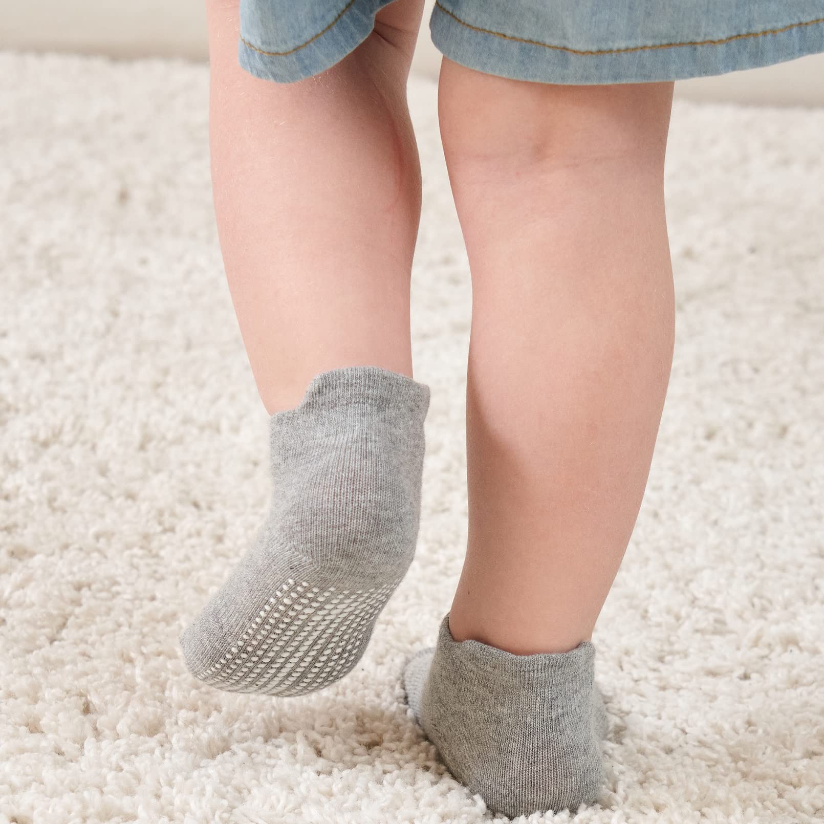 ZAPLES Baby Non Slip Grip Ankle Socks with Non Skid Soles for Infants Toddlers Kids Boys Girls, Assorted 9 Pack, 6-12 Months