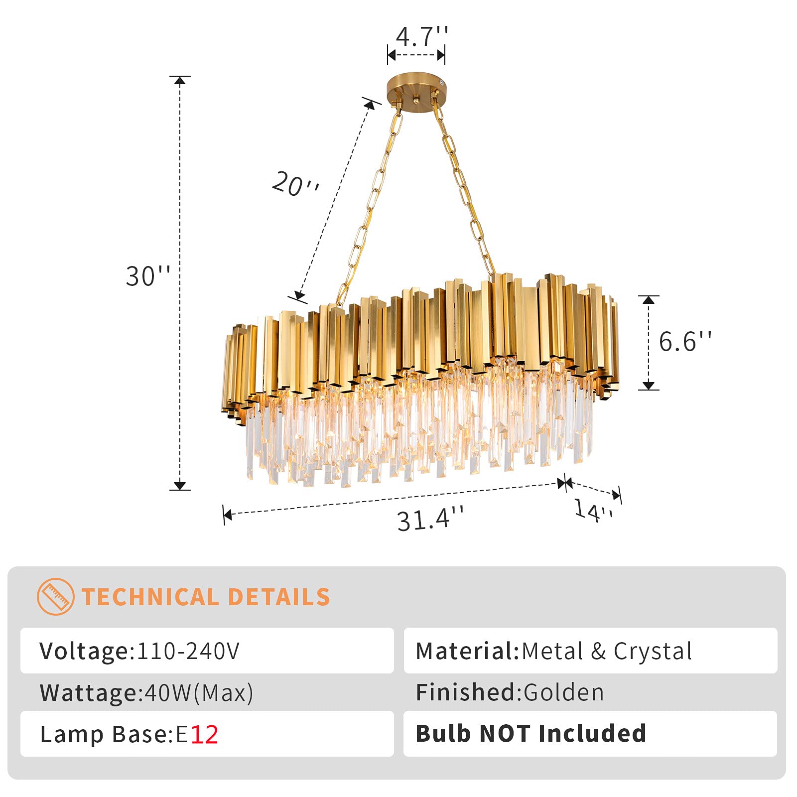 ZIROOPLUS 8 Light Modern Chandeliers Crystal Chandelier Pendant Lights Fixture for Dining Room, Bathroom, Bedroom, Living Room, Pool Table Light E12 Bulb Required