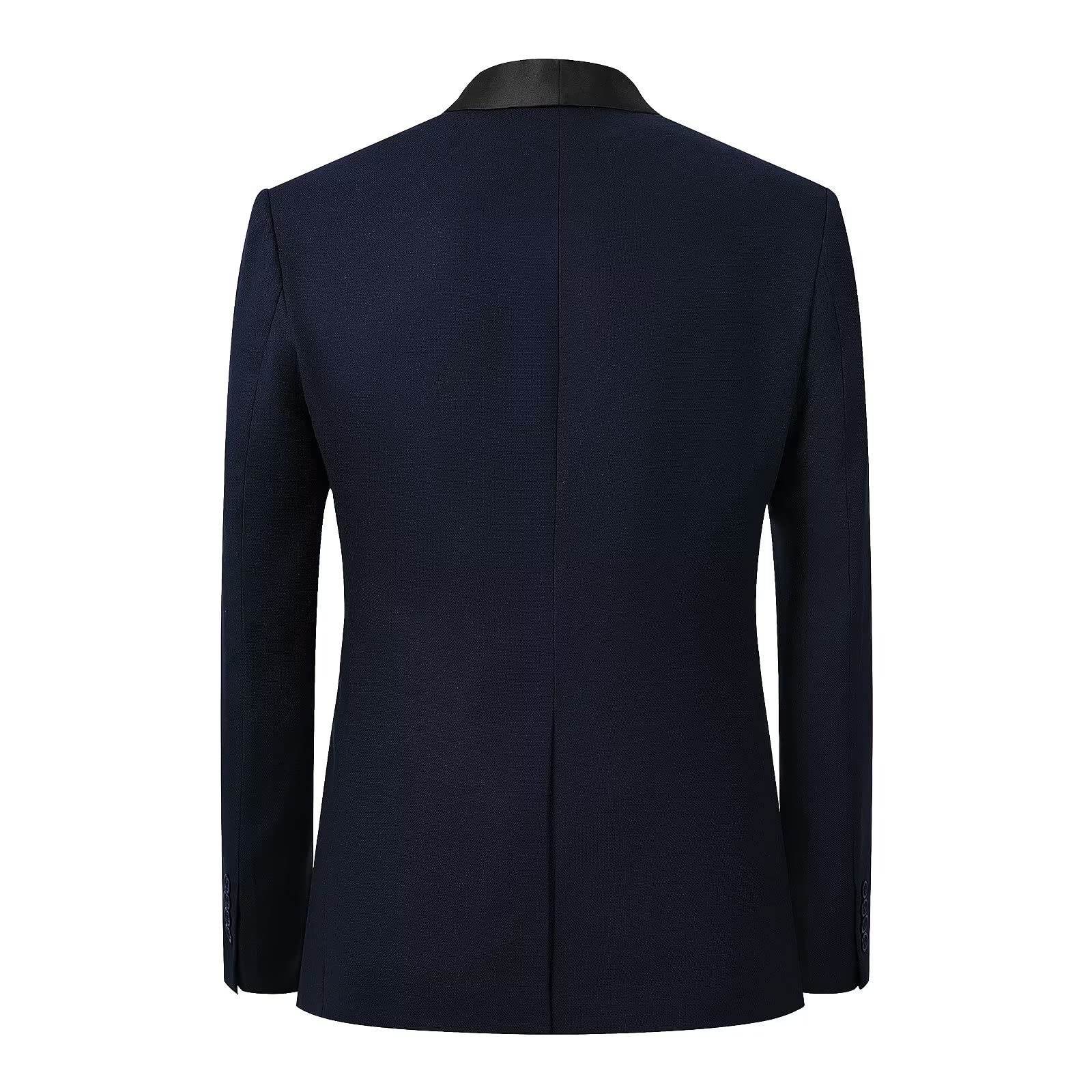 WEEN CHARM Men's Slim Fit 3 Piece Tuxedo Suit One Button Shawl Lapel Blazer Jacket Vest Pants Set Blue