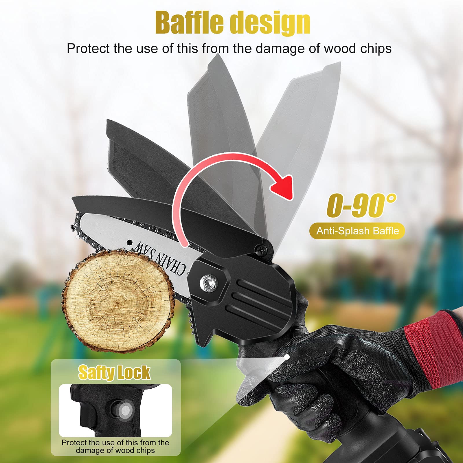 ZNP Mini Chainsaw Cordless, Battery Powered Chainsaw, 4 inch Handheld Portable Chain Saw for Tree Pruning, Electric operated Small Chainsaw for Gardening Tree Branch Wood Cutting (upgrade 2.0)