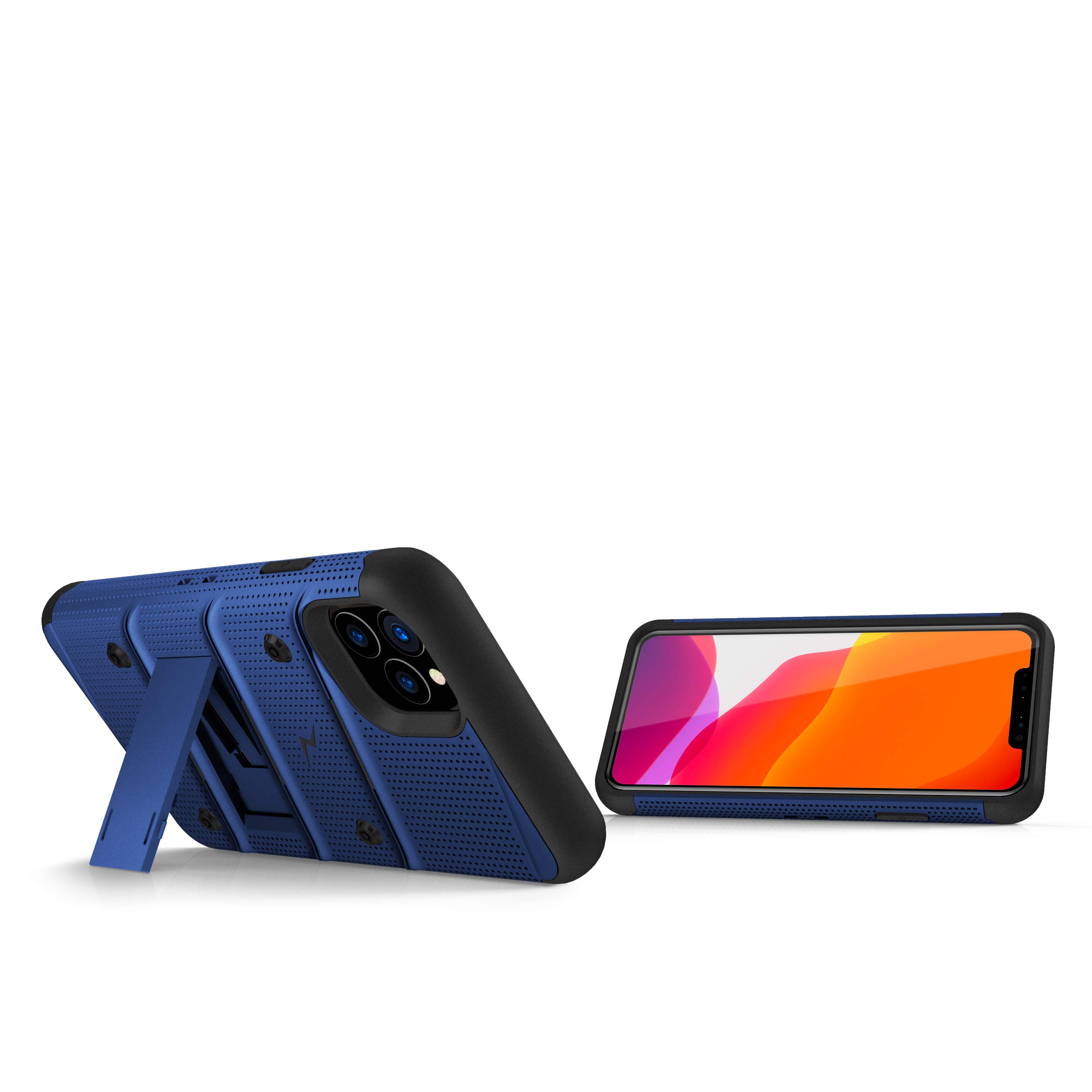 ZIZO Bolt Series iPhone 11 Pro Max Case - Heavy-Duty Military-Grade Drop Protection w/Kickstand Included Belt Clip Holster Tempered Glass Lanyard - Blue
