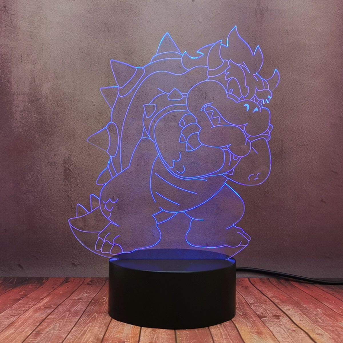 Yoshi Game Lamp 3D Illusion Night Light Big Devil Bowser Koopa LED Touch Remote Lamp USB Charge 16 Color Change Table Lamp Creative Home Bedroom Decor Boy Teen Anime Fans Birthday Gift
