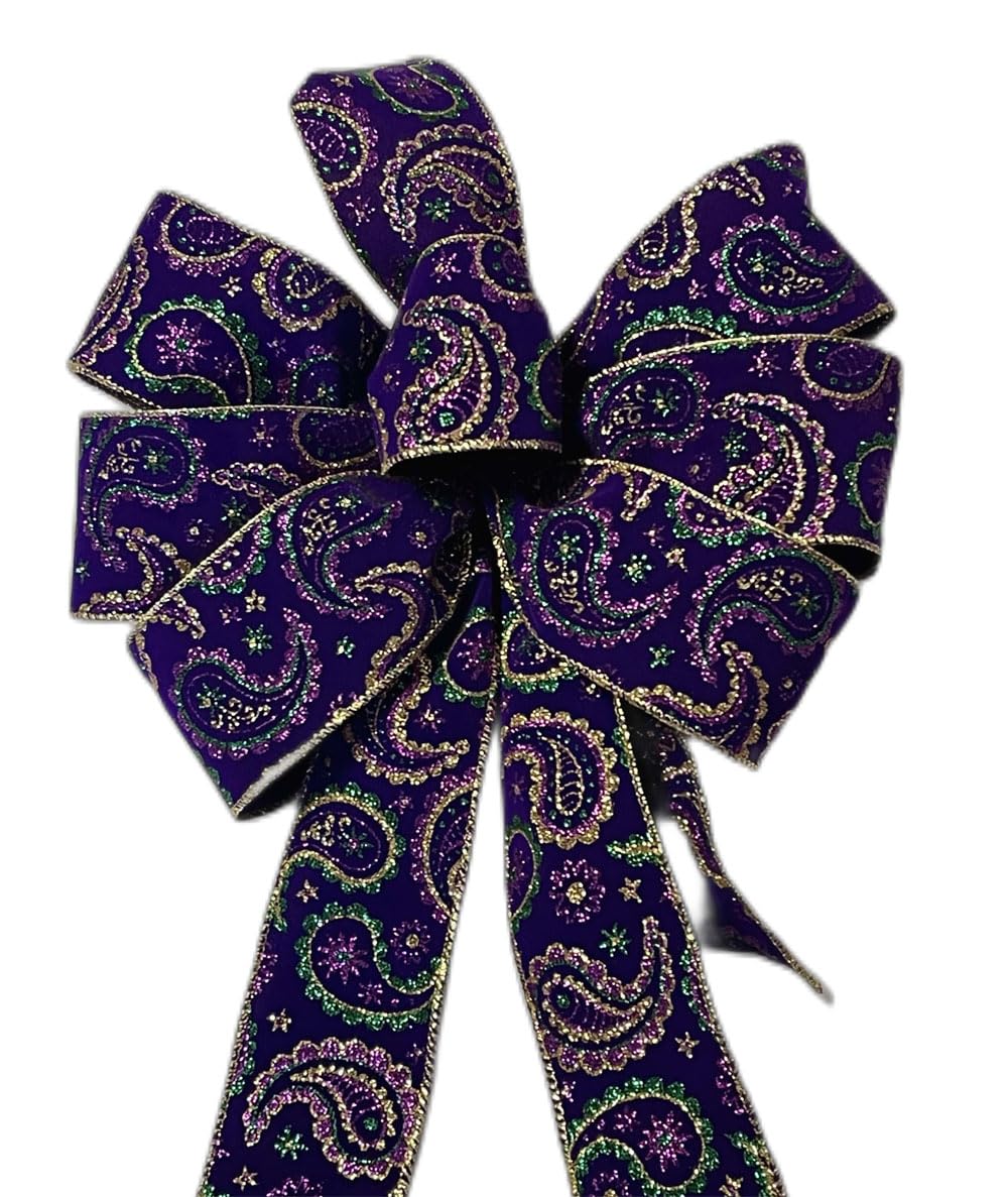 Wired Mardi Gras Paisley Velvet Purple Ribbon 2 1/2" 10 Yards