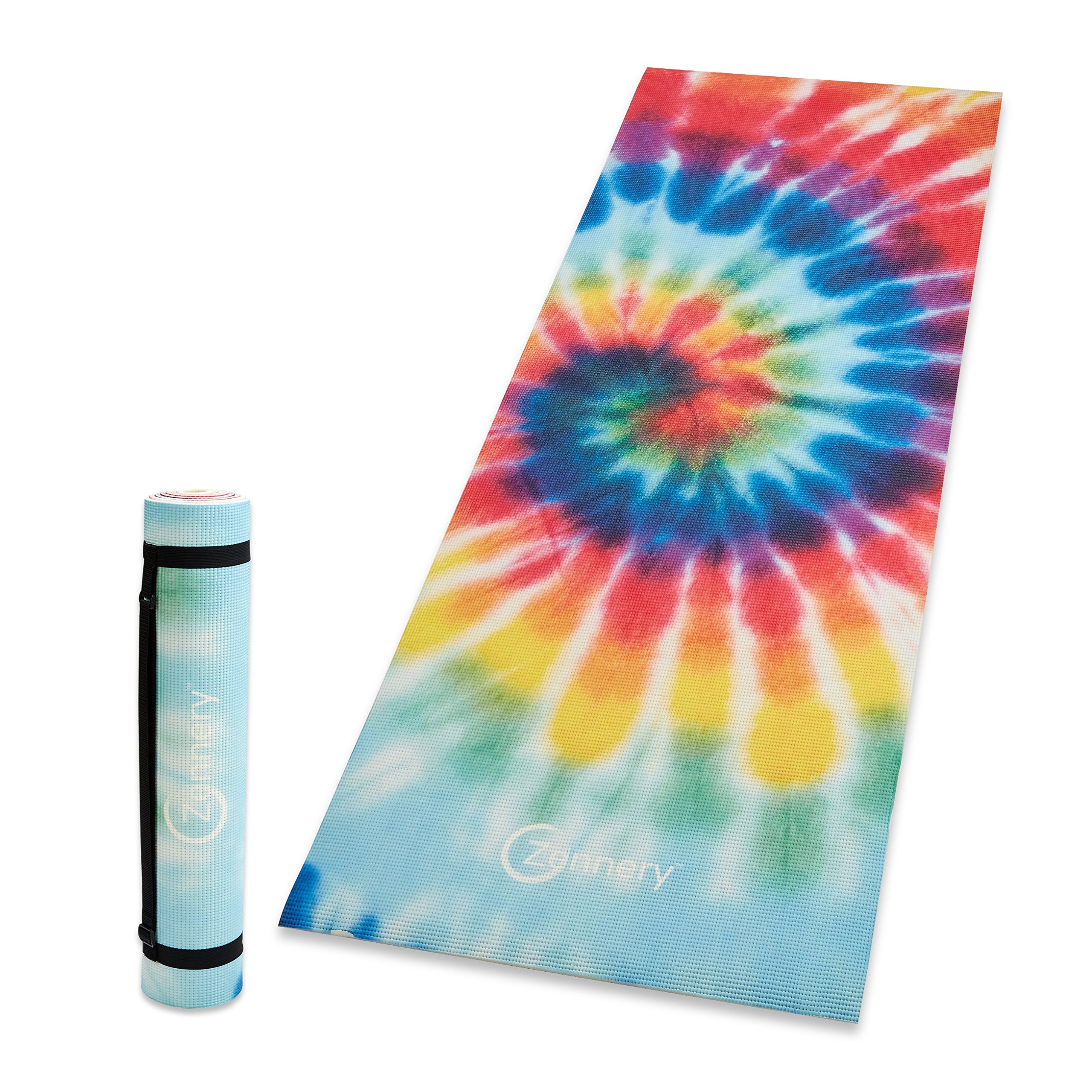 Zennery - Best All Purpose, Professional - Non-Slip - Extra Durable - 2 Sided, Textured Exercise Yoga Mat ¼ inch Extra Thick, Deluxe (68” X 24”) with Carrying Strap, Phthalate Free Tie Dye