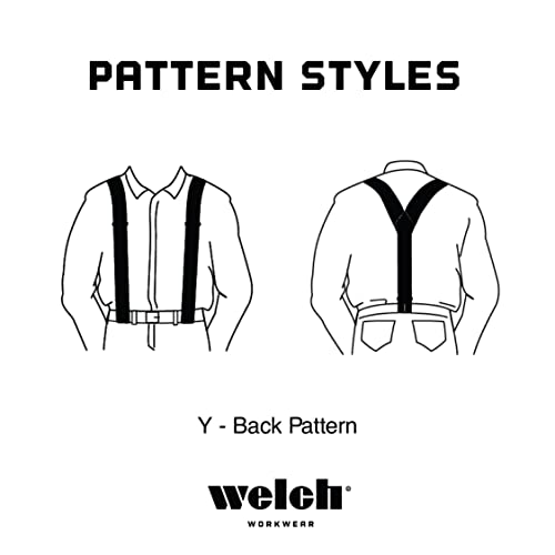 Welch, WK-3854Y-LEF-BLK, Tuff Stuff Work Suspenders for Men and Women - Button on Pants, Heavy Duty 2" wide Elastic, Adjustable Strap, for Jeans, Pants, and Trousers, Size Medium, Black