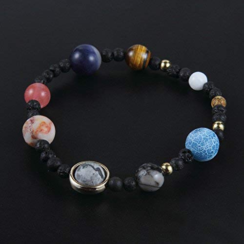 YEYULIN Galaxy Solar System Bracelet Universe Nine Planets Natural Stone Stars Earth Moon Bracelets