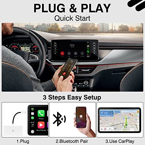 Wireless CarPlay Adapter Compatible with Apple Phone, 2023 Upgrade Plug & Play Dongle Wired Convert for Cars from 2015 with Factory Wired CarPlay, Fast and Easy Use Fit for iPhone iOS 10+