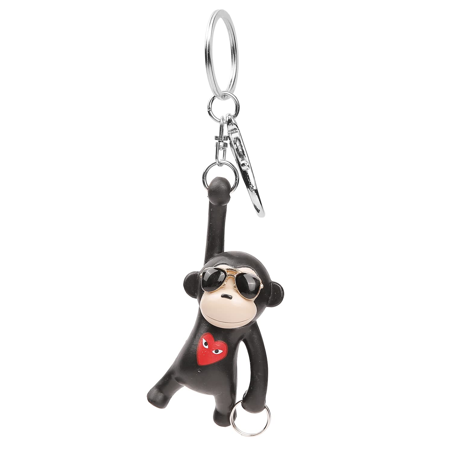 YGMONER Monkey Sunglass Keychains Car Keys Holder Backpack Pendant (Black)