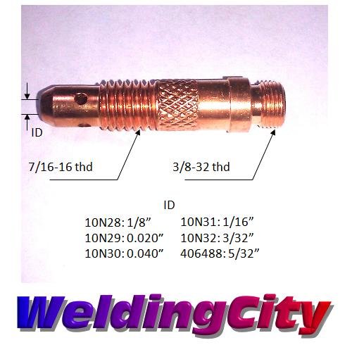 WeldingCity Pack of 10 Collet Body 10N32 (3/32") for TIG Welding Torch 17, 18 and 26 Series from Lincoln Miller ESAB Weldcraft CK (10-PK)