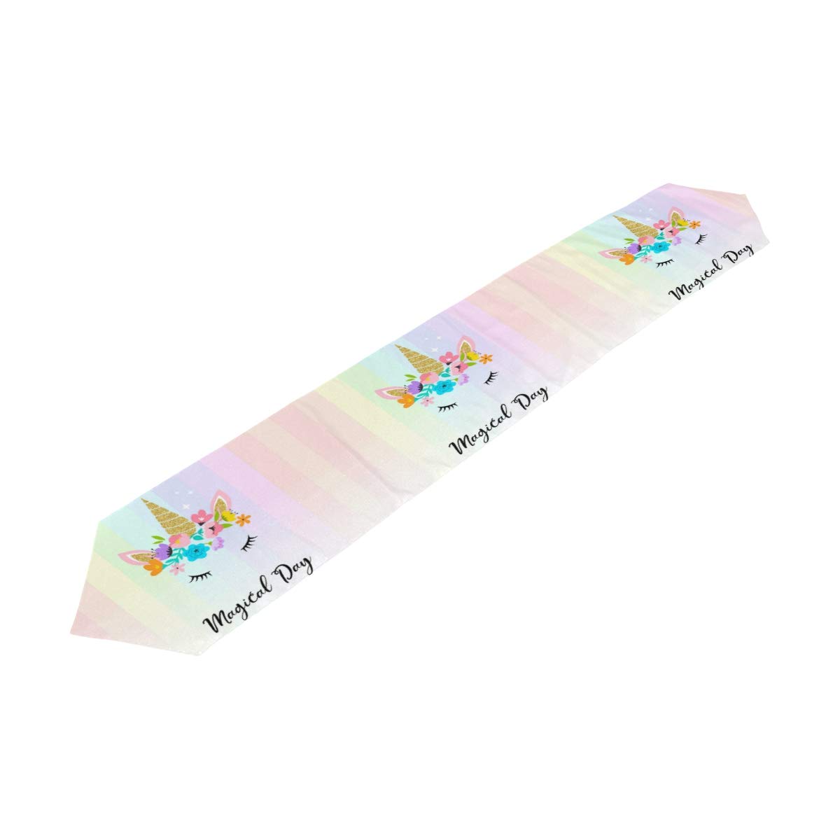 WOOR Double-Sided Zodiac and Constellations Unicorn Head with Flowers Table Runner 13 x 90 Inches Long,Table Cloth Runner for Wedding Party Holiday Kitchen Dining Home Everyday Decor