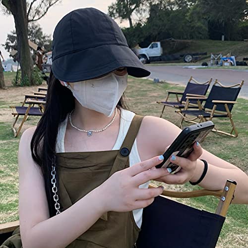 Womens Wide Visor Brim Sun Hat Quick Dry Sun Protection Visor Cap Summer Travel Baseball Hat Golf Outdoor Teens (S/M) Black
