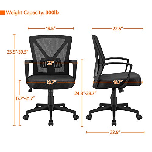 Yaheetech Office Chair Computer Desk Chair Swivel Ergonomic Chair Rolling Executive Office Chair with Wheels and Lumbar Support for Home Office and Study, Black