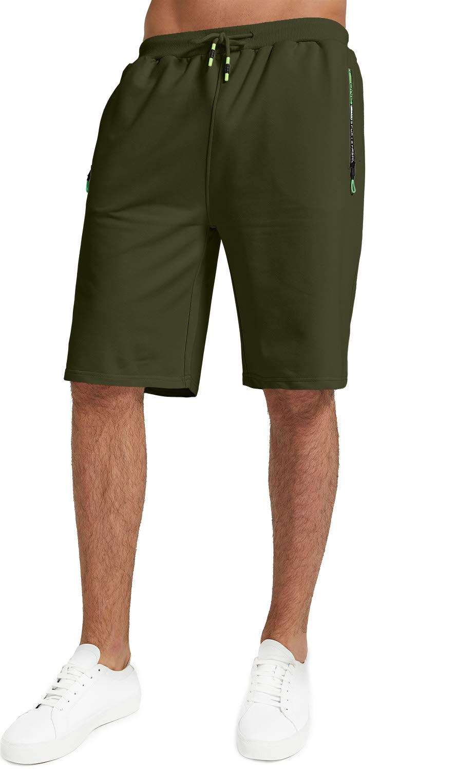 YTD Men's Shorts Casual Classic Fit Drawstring Summer Beach Shorts with Elastic Waist and Pockets 3XL Army Green