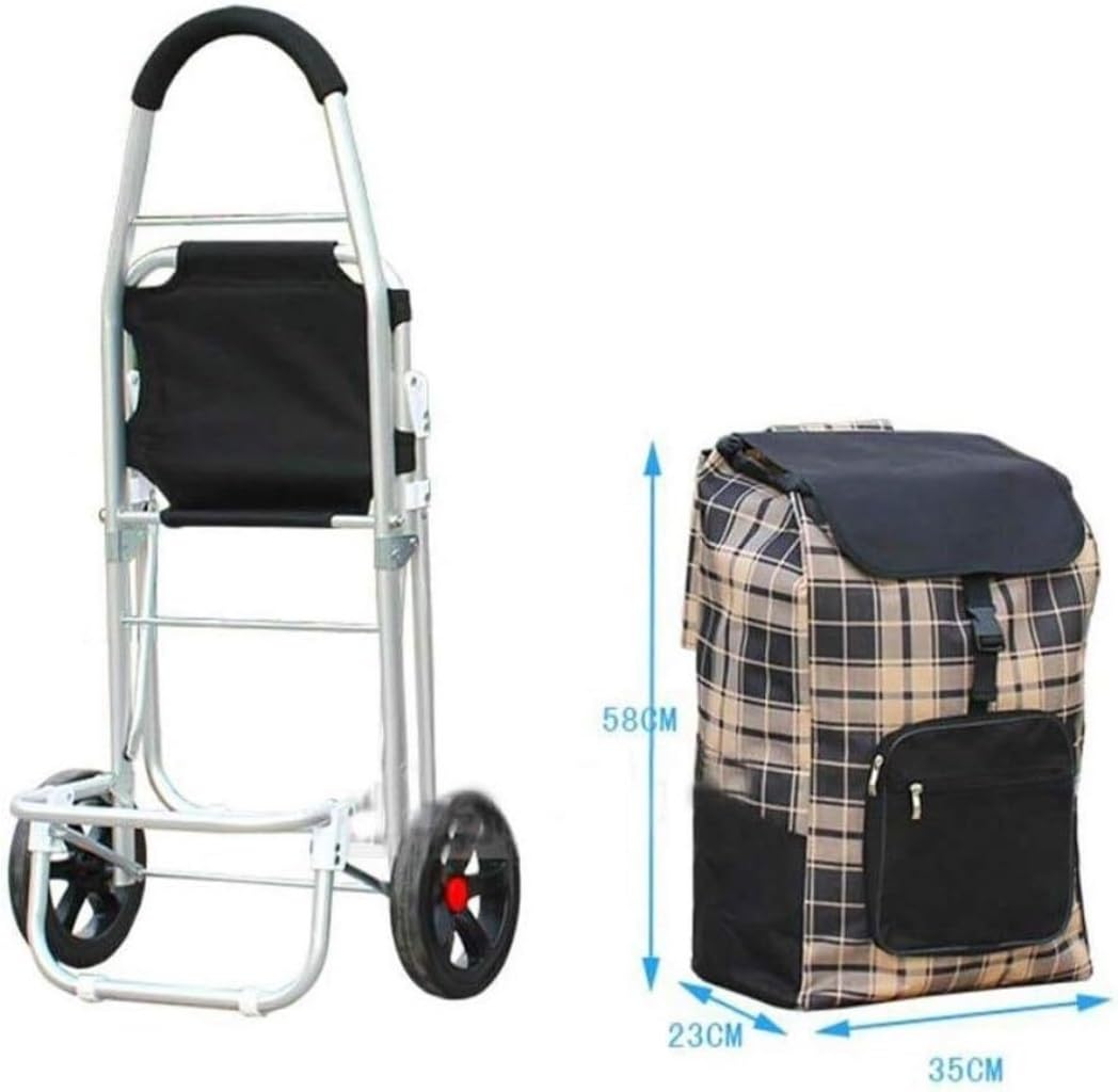 XDMINGY Folding Shopping Cart, Shopping Tote Cart Shopping Trolley Foldable Grocery Cart Folding Laundry Pull Cart with Wheels Fabric Bag Grocery Utility Carts