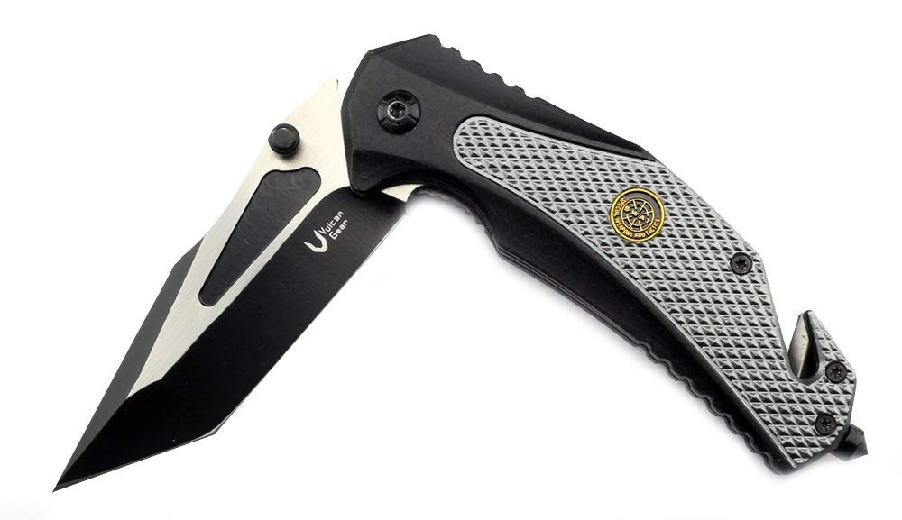 Vulcan Gear Emergency Service Tactical Assisted Open Metal Rescue Folding Knife (Black - S.W.A.T)