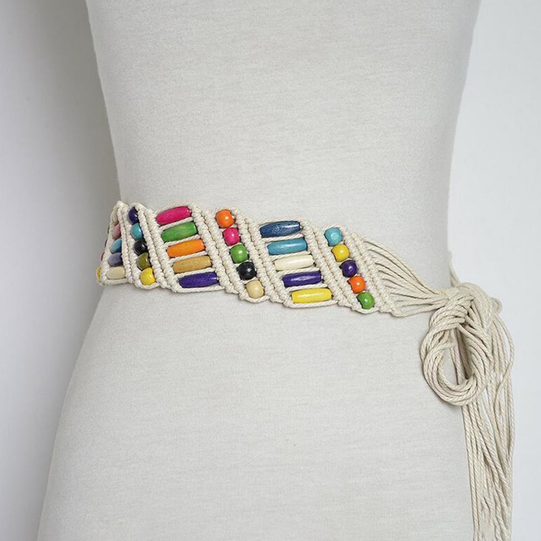 uniquetotop Bohemia Womens' Colorful Woven Belt Wax Rope Skirt Dress Belts