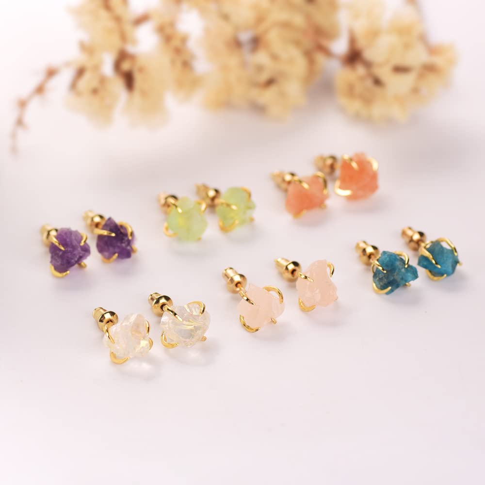 ZENGORI Irregular Amethyst Four-Claw Stud for Women Gemstones Earring Jewelry ZG0134