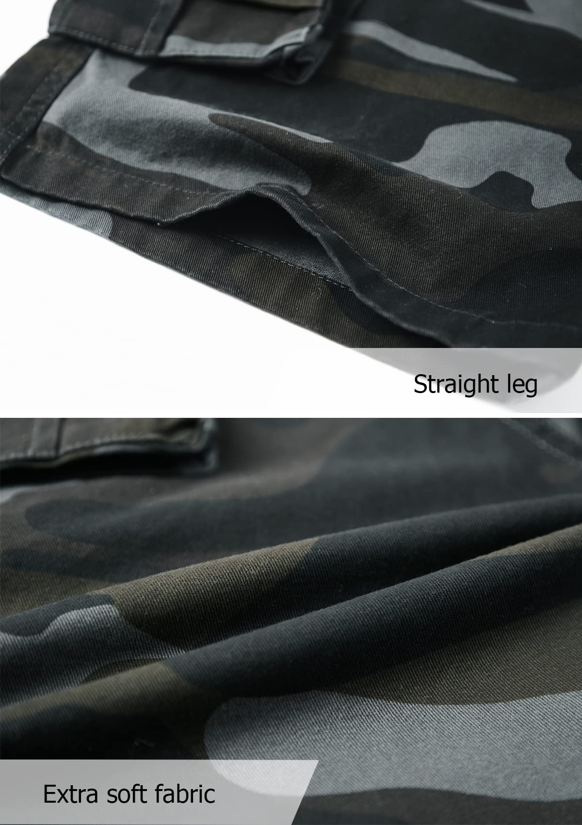Vcansion Men's Cotton Military Camo Cargo Shorts Relaxed Fit Casual Shorts with Multi-Pockets White Camo US 40