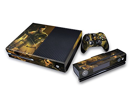 XBOX ONE( デウスエクスヒューマンレボリューション )Deus Ex: Human Revolutionスキンシール(本体+Kinectセンサー+コントローラ)+充電&データ転送ダブルコア付き MicroUSBケーブル 5.0m+ コントローラ保護ケース(2个 ブラック/ ブラック)セット