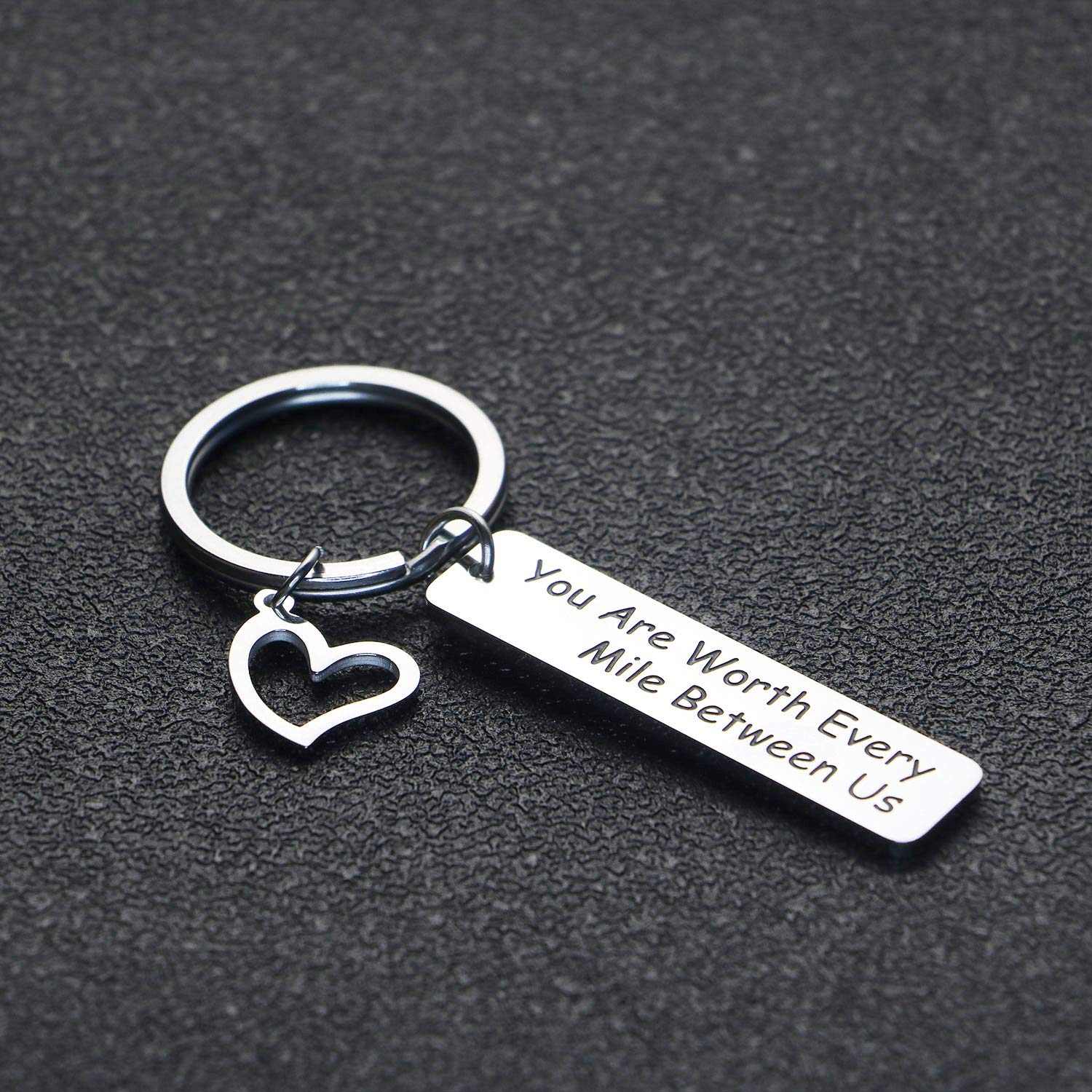 WENATA Long Distance Relationship Gift Couples Keychain You Are Worth Every Mile Between Us Going Away Farewell Gift Anniversary Deployment Gift