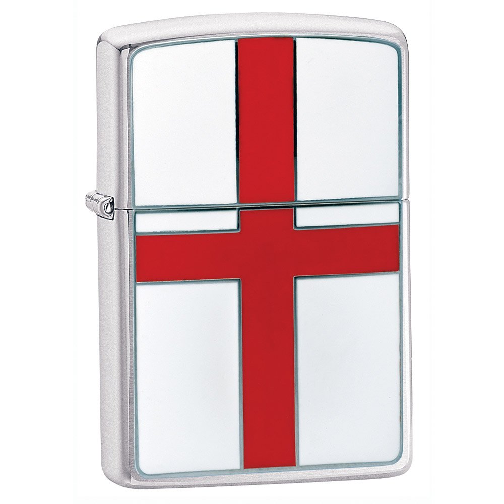 Zippo Classic English Flag Brushed Chrome Lighter Refillable Lifetime Guarantee