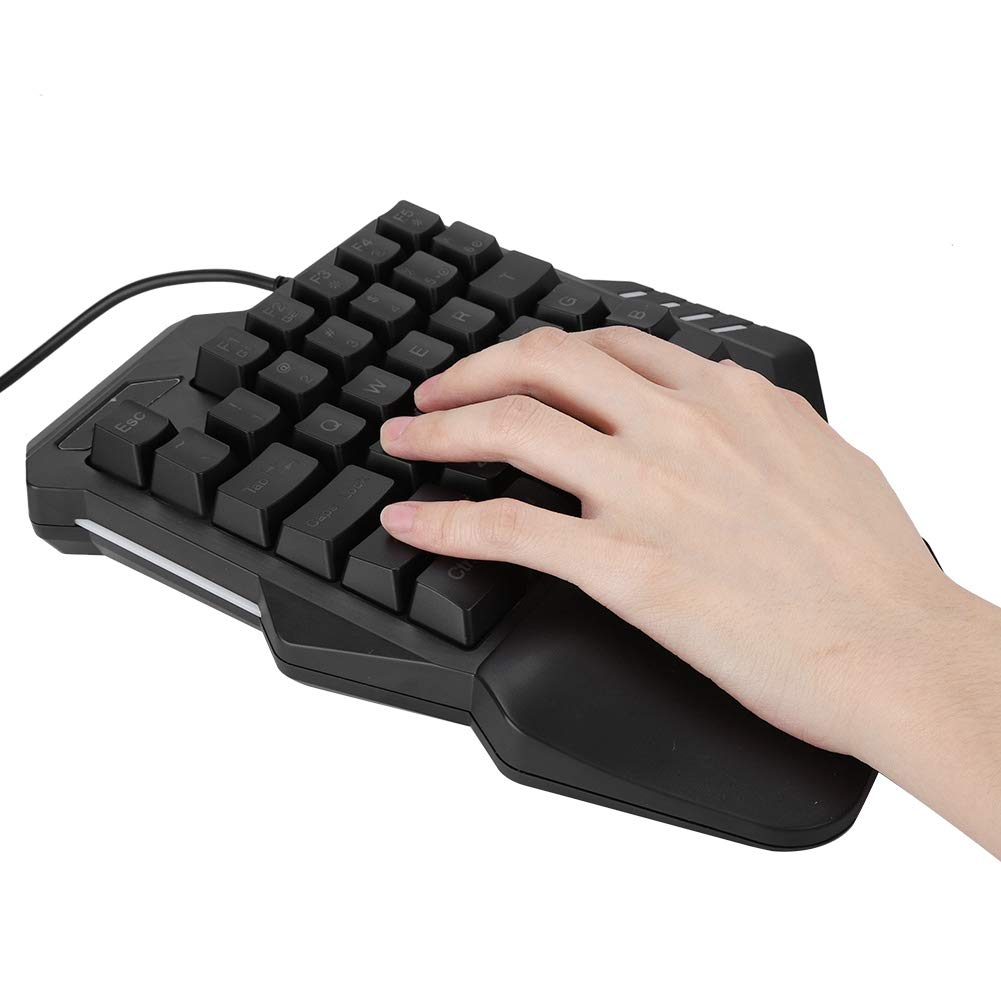 Wendry One-Handed RGB Gaming Keyboard, Professional Ergonomic Rainbow Mechanical Feel Gaming Keypad for PC/MAC/PS4/XBOX ONE Gamer