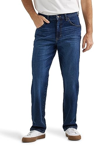 Wrangler Men's Free-to-Stretch Relaxed Fit Jean, Dark Indigo, 36W x 32L