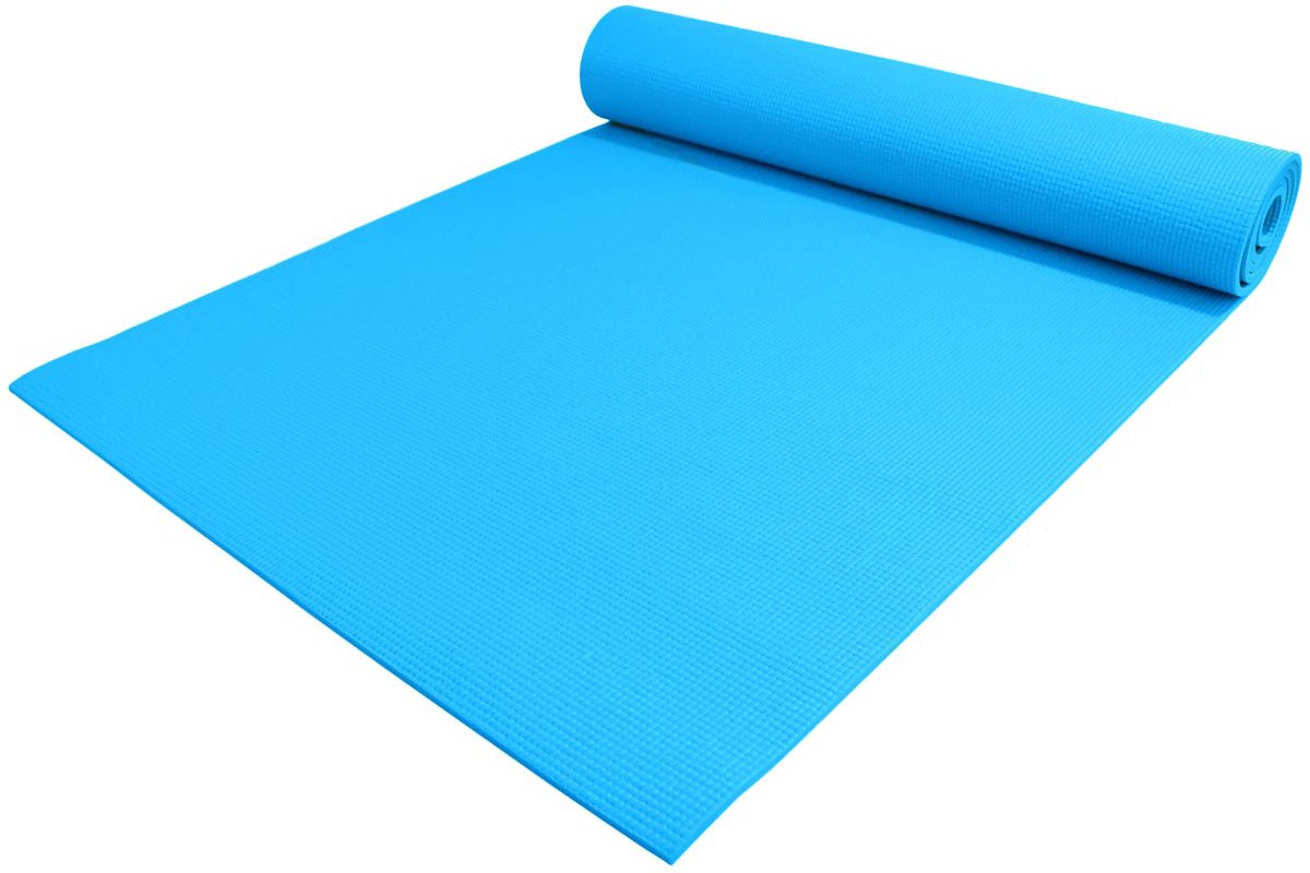 YogaAccessories 1/4" Thick High-Density Deluxe Non-Slip Exercise Pilates & Yoga Mat, Light Blue