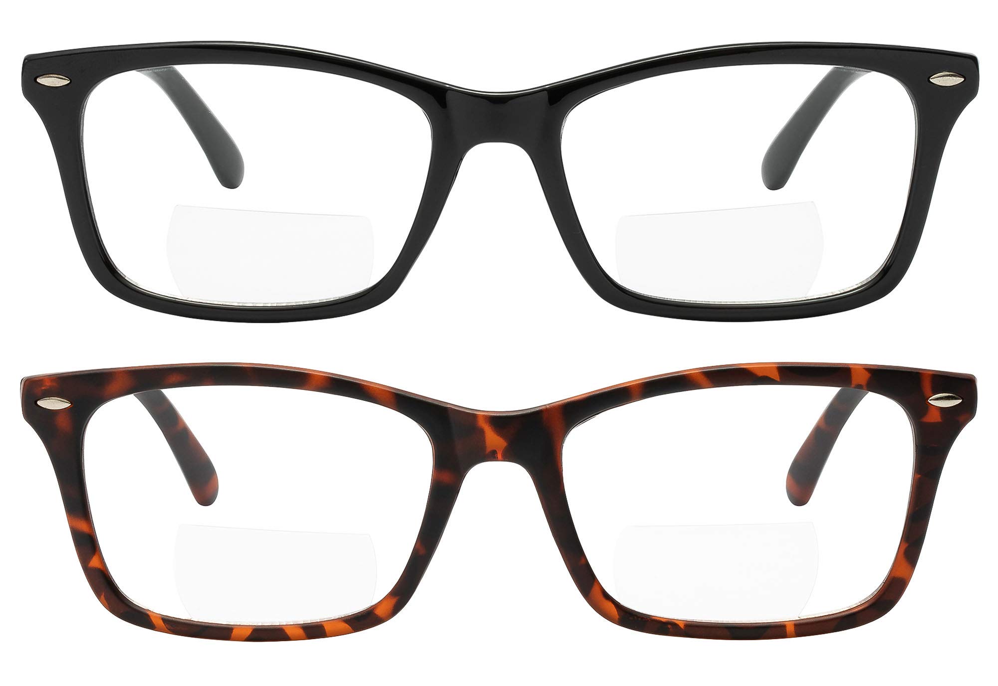 Yogo Vision Bifocal Reading Glasses 2 Pack Fashion Comfort Quality Bifocal Readers for Men and Women +2.25